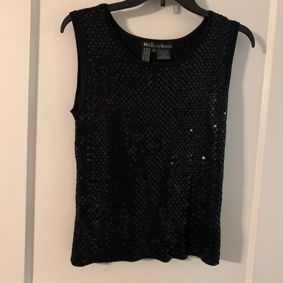 Michelle Nicole | Tops | Michelle Nicole Black Square Sequin Top | Poshmark